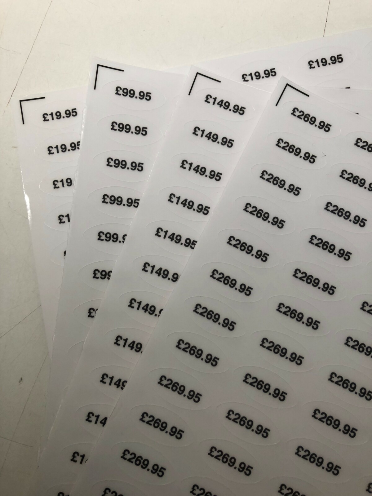 Price point pricing demonstration static cling labels - look designs